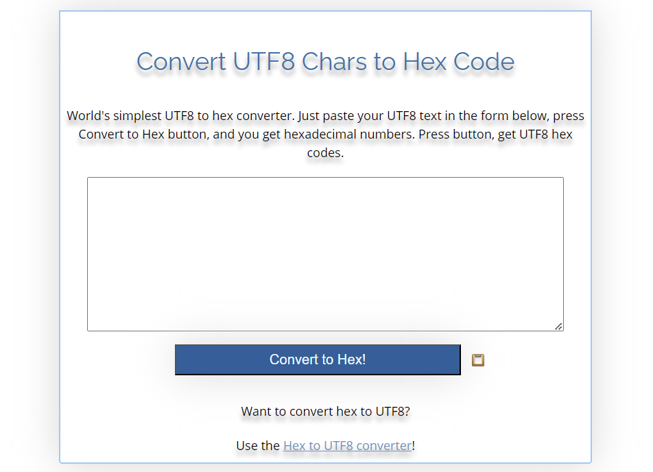 Convert UTF8 Chars To Hex Code Calculator3
