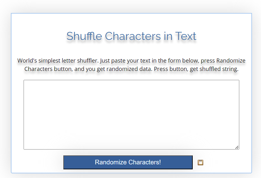 Shuffle Characters in Text - calculator3.com
